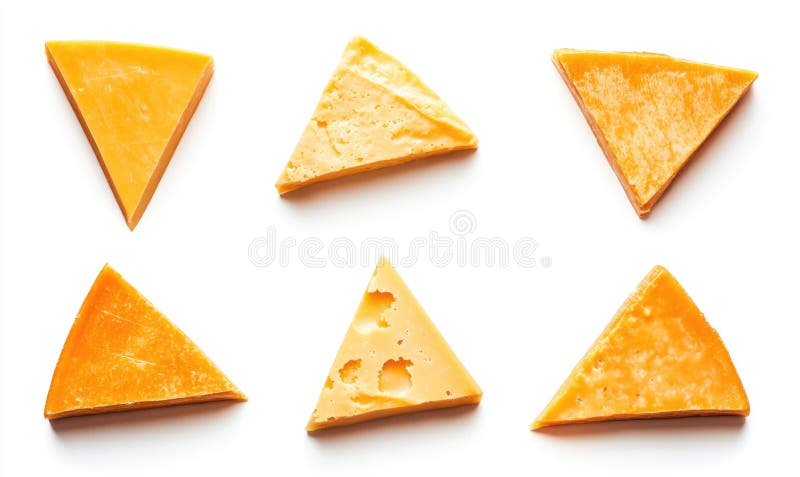 A Variety of Triangular Slices of Cheese, Each with a Different Shape ...