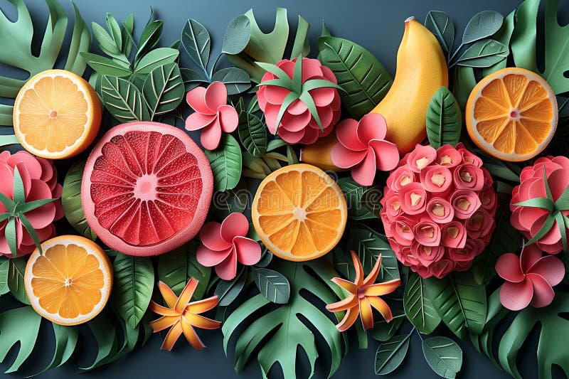 A Variety of Tropical Fruits Scattered on a Table Surface Stock Image ...