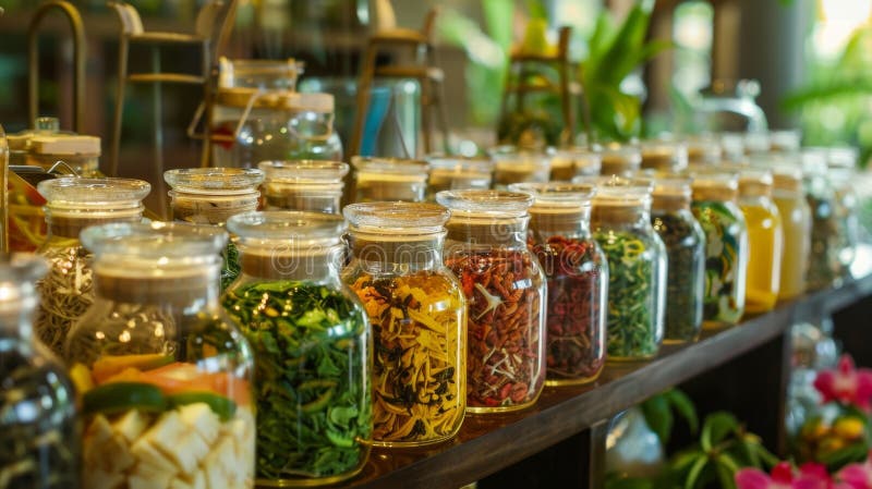 A Variety of Tropical Teas on Display with Unique Blends Such As ...