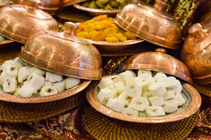 Variety of Turkish Delight and Dried Fruit Stock Image - Image of food ...