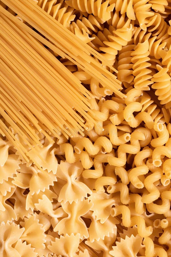 Variety of Types of Raw Italian Pasta, Top View Stock Photo - Image of ...