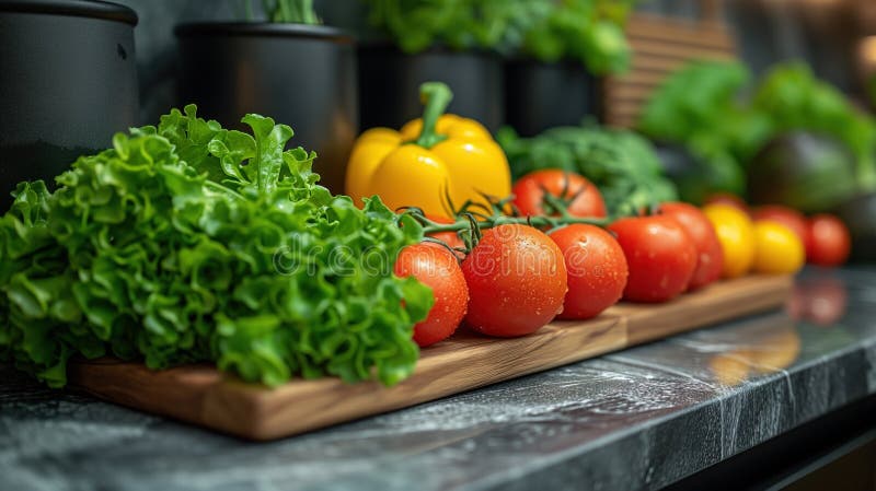 Variety of Vegetables on the Kitchen Table Stock Illustration ...