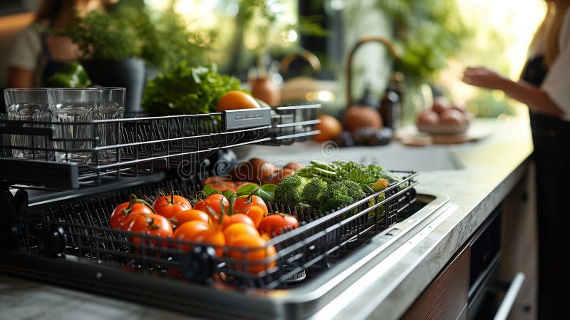 Variety of Vegetables on the Kitchen Table Stock Illustration ...
