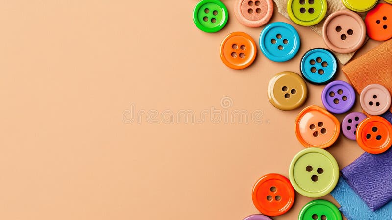 A Variety of Vibrant Buttons Create a Colorful Border on a Linen ...