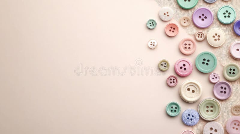 A Variety of Vibrant Buttons Create a Colorful Border on a Linen ...