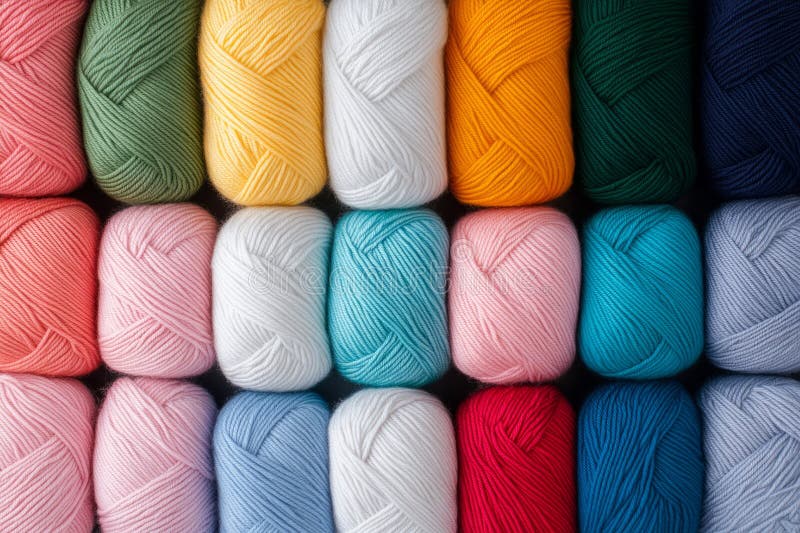 Variety of Yarn Skeins in Different Colors on a Neutral Background ...
