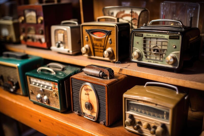 A Variety of Vintage Table Top Retro Radios. Generative AI Stock ...