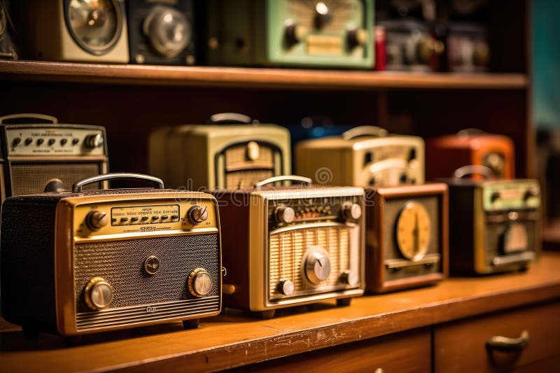 A Variety of Vintage Table Top Retro Radios. Generative AI Stock ...