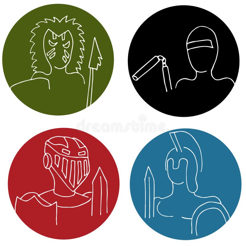 Variety of Warriors stock vector. Illustration of spartan - 40501286