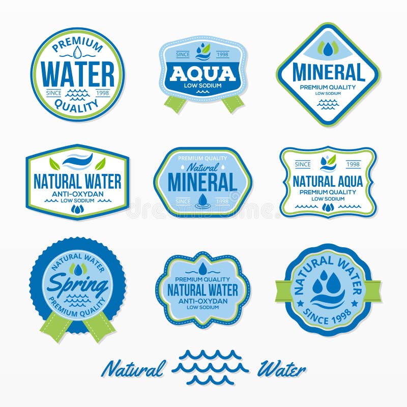 Variety of Water Emblem Set Stock Vector - Illustration of badge ...