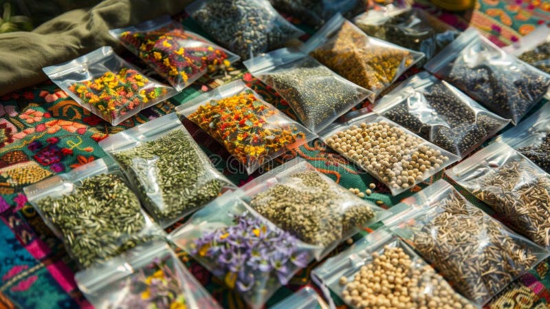 A Variety of Wildflower Seed Packets Spread Out on a Picnic Blanket ...