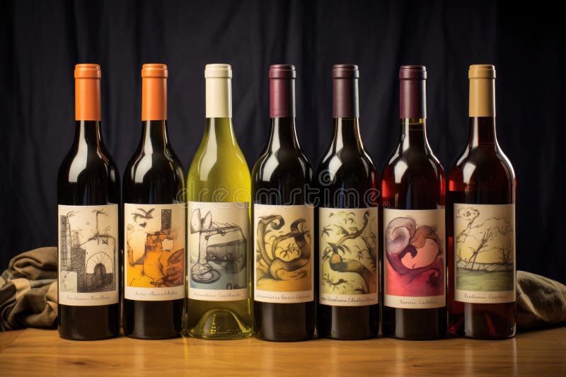 Variety of Wine Bottles with Homemade Labels Stock Illustration ...