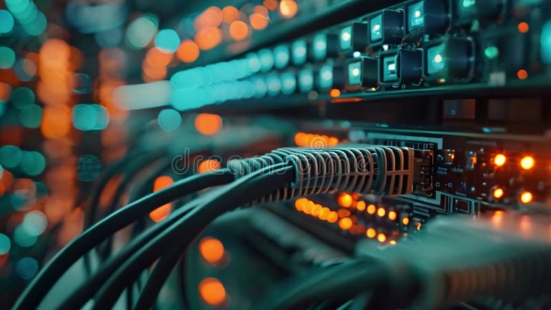 Varios Cables Conectados De Forma Compleja En Una Red. Red De Cables ...