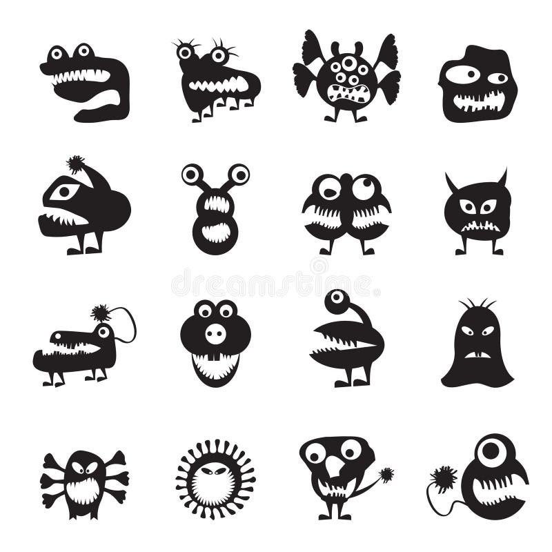 Various Abstract Monsters Illustration Stock Vector - Illustration of ...