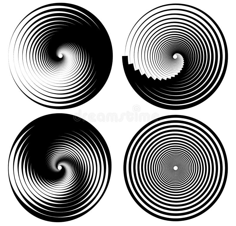 Various Abstract Spiral, Vortex Effects. Stock Vector - Illustration of ...