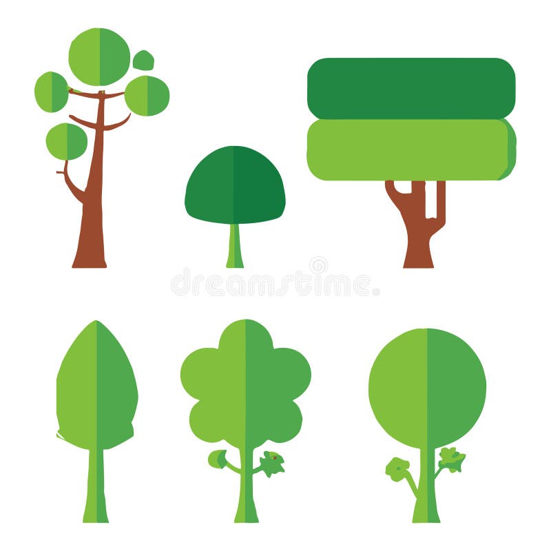 Various Abstract Types of Trees in Spring Vector Icons Stock Vector ...