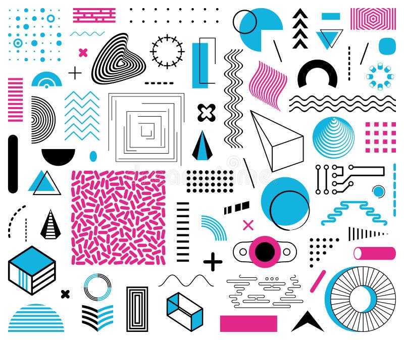 Various Abstract Vector Memphis Design Element Set Stock Vector ...