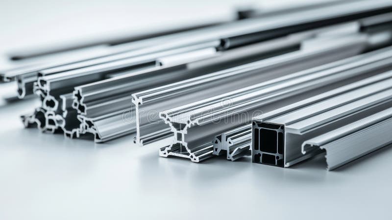 Various Aluminum Profiles are Presented on a Spotless Surface ...