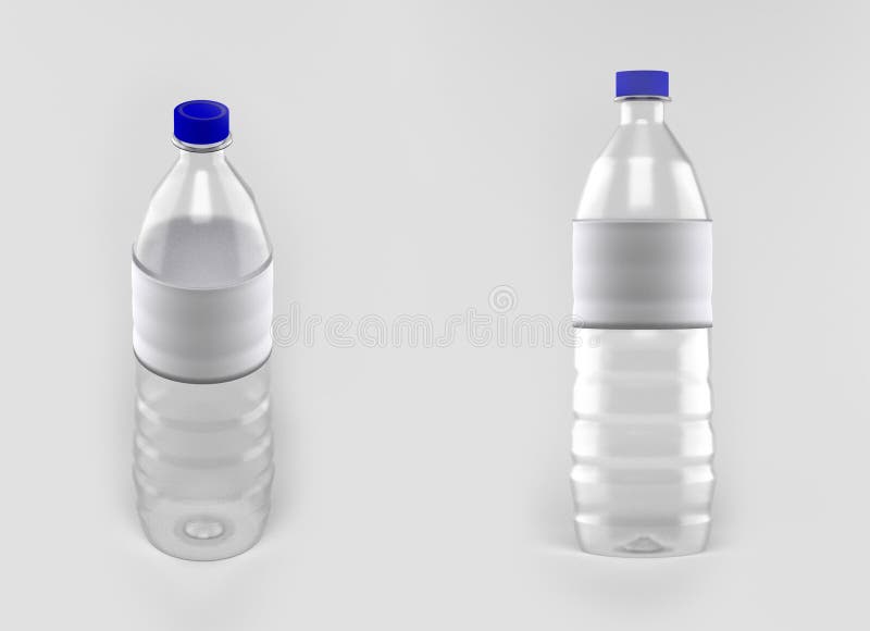 Various Angle Drinking Water Bottle with Empty Label, 3D Rendering ...
