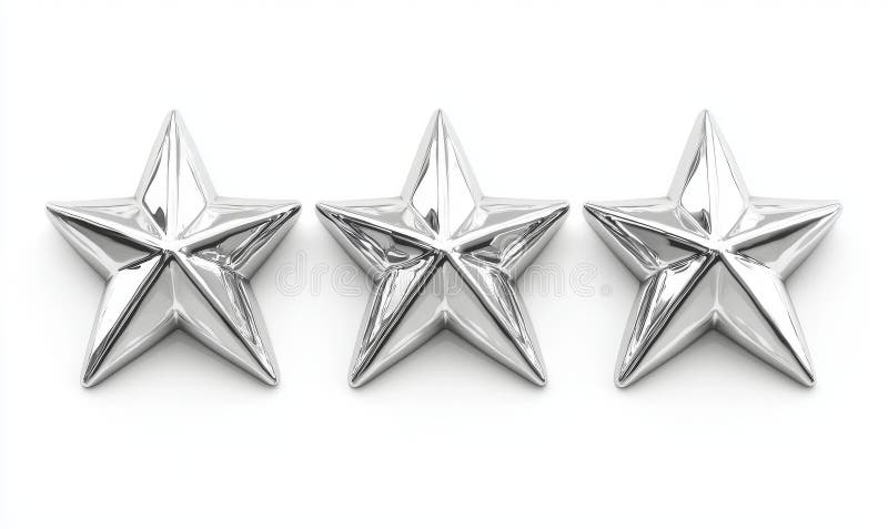 Various Angles of the Silver Star in 3D Illustration Stock Illustration ...