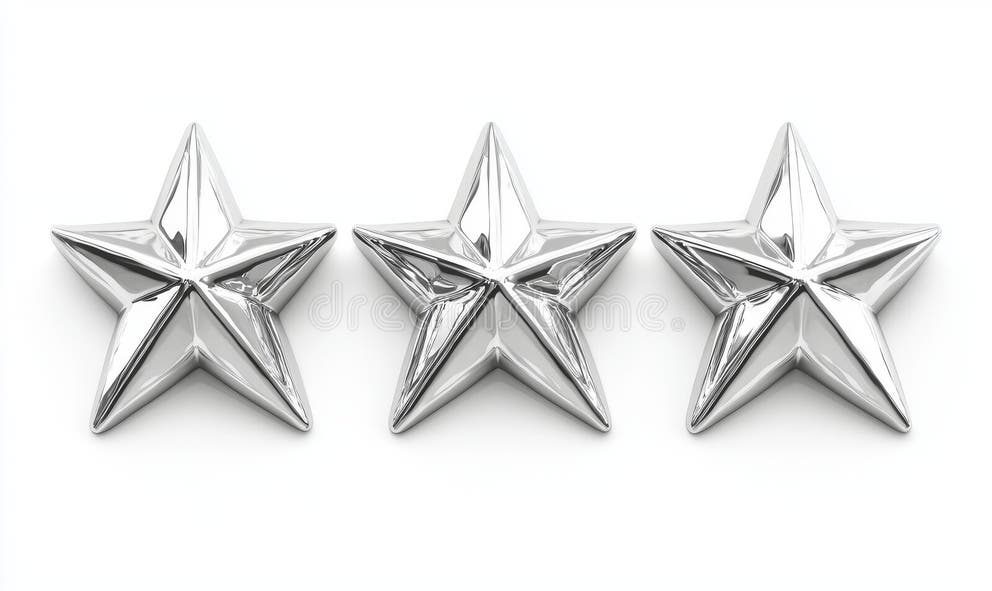 Various Angles of the Silver Star in 3D Illustration Stock Illustration ...