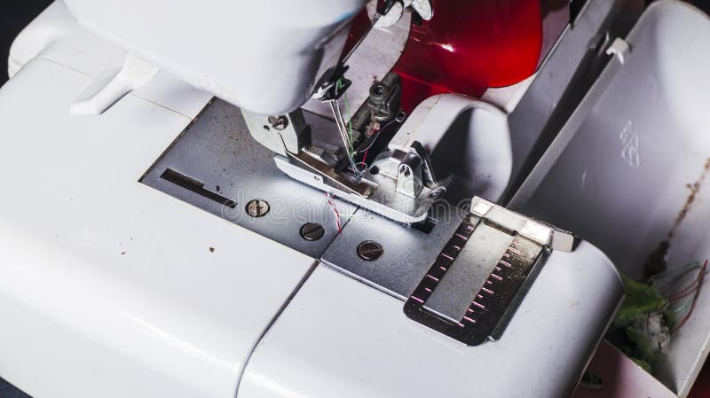 Various Angles : Two-needle Overlock Machine for Fabric Edges. Stock ...