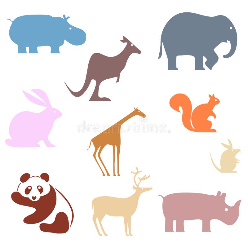 Various Animal Colorful Flat Vector Icon Set Stock Vector ...