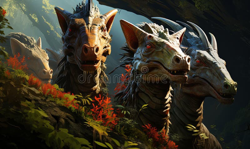 Group of Animals Standing Together in Forest Stock Image - Image of ...