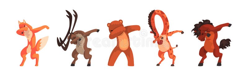 Various Animals Standing in Dub Dancing Pose Vector Set Stock Vector ...