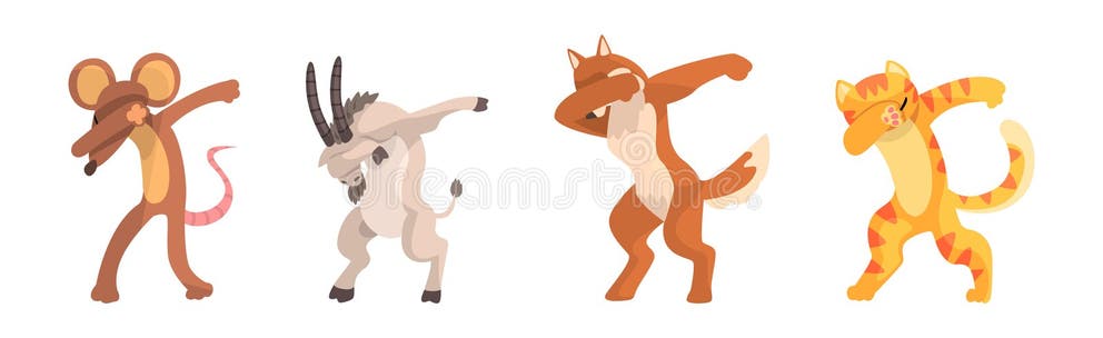Various Animals Standing in Dub Dancing Pose Vector Set Stock Vector ...