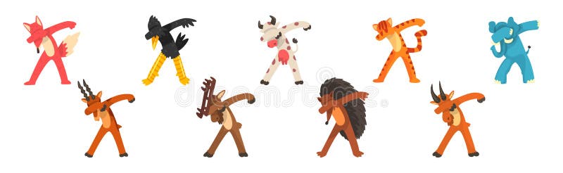 Various Animals Standing in Dub Dancing Pose Vector Set Stock Vector ...