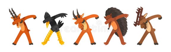 Various Animals Standing in Dub Dancing Pose Vector Set Stock ...