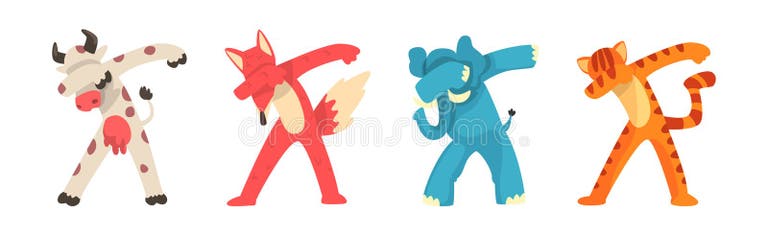 Various Animals Standing in Dub Dancing Pose Vector Set Stock ...