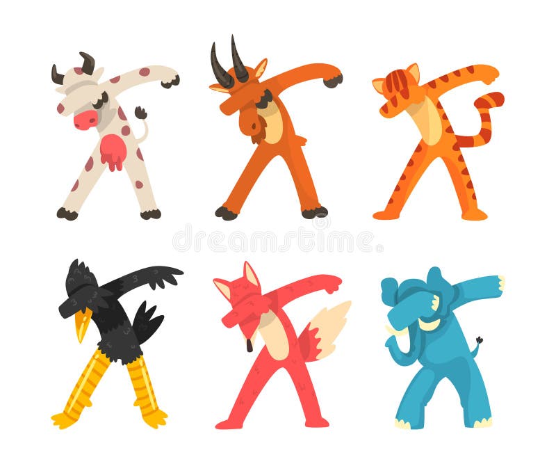 Various Animals Standing in Dub Dancing Pose Vector Set Stock Vector ...