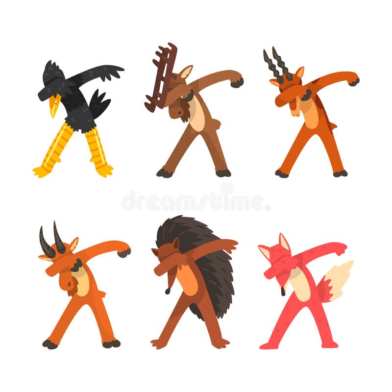 Various Animals Standing in Dub Dancing Pose Vector Set Stock Vector ...