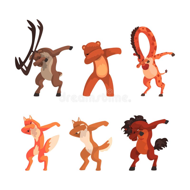 Various Animals Standing in Dub Dancing Pose Vector Set Stock ...