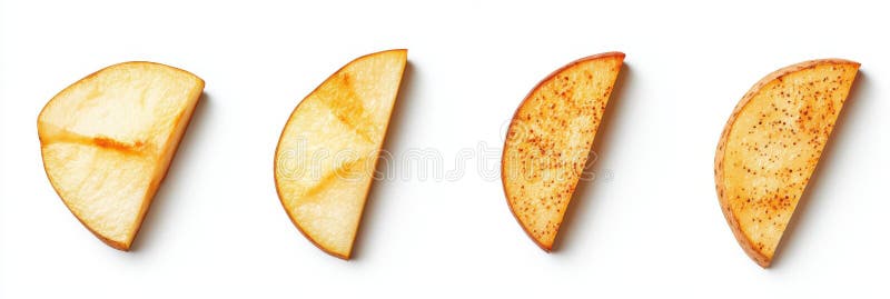 Various Apple Slices with Seasoning on White Background Showing ...