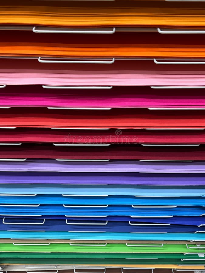 Various Art Colored Paper Cardboard Canvas Samples on Display Shelf ...