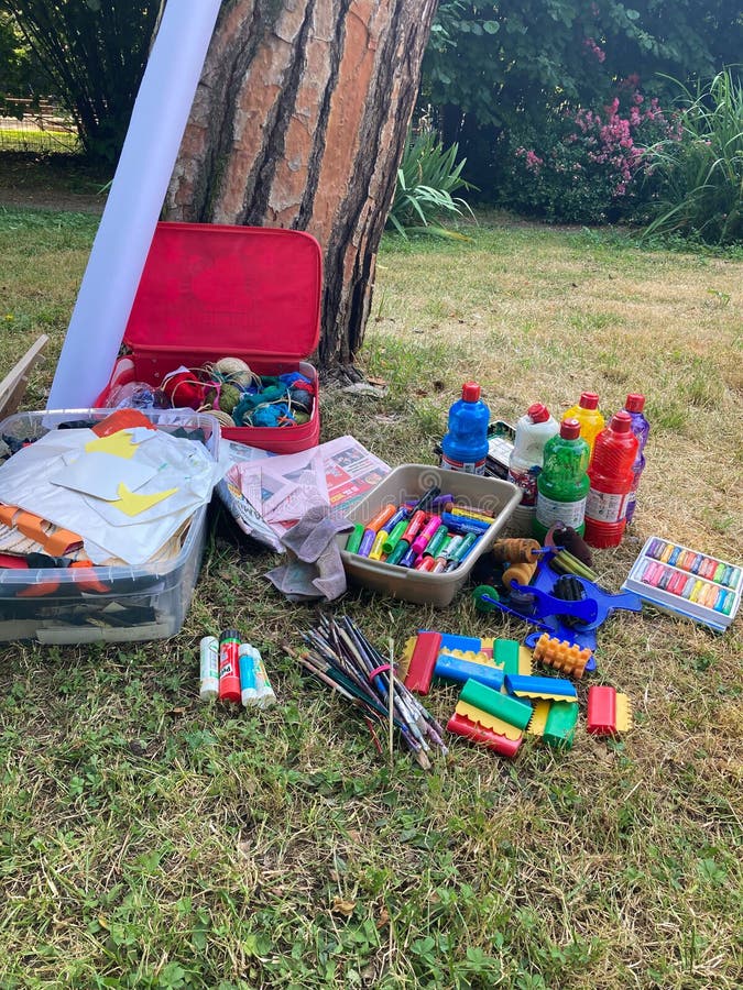 Various Art Tools and Materials for an Art Lab in the Forest on a ...
