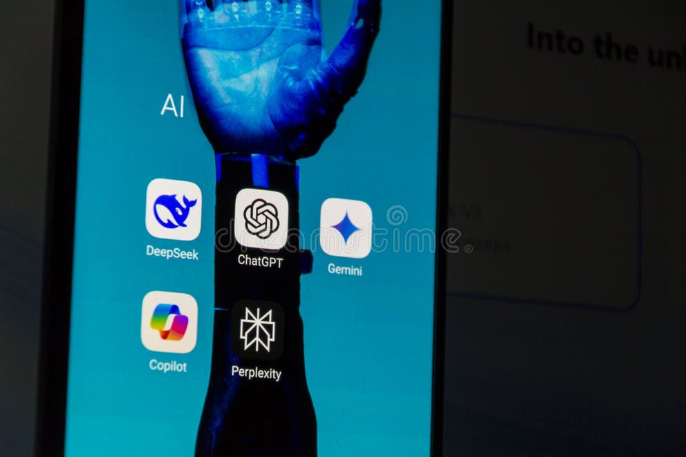 Various Artificial Intelligence Mobile Apps, DeepSeek, ChatGPT, Gemini ...