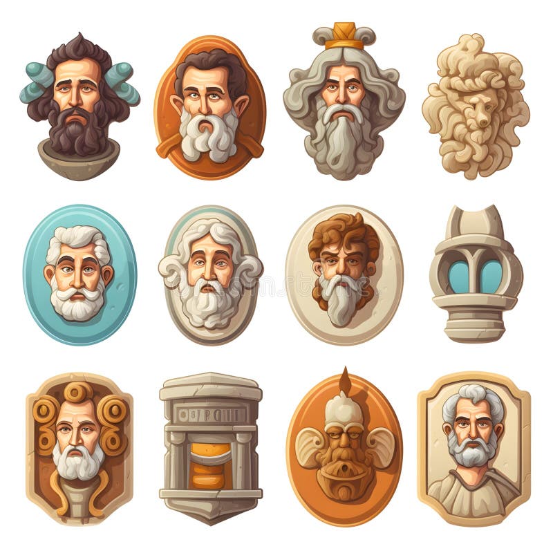 Various Artistic Depictions of Classical Figures Featuring Detailed ...