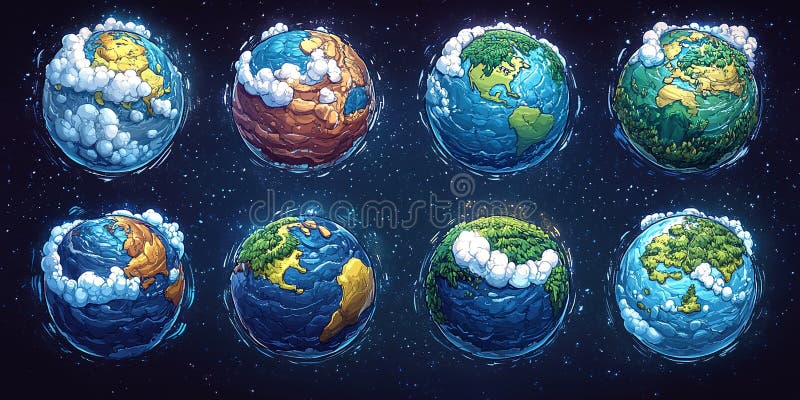 Various Artistic Depictions of Earth Showcasing Different Landscapes ...