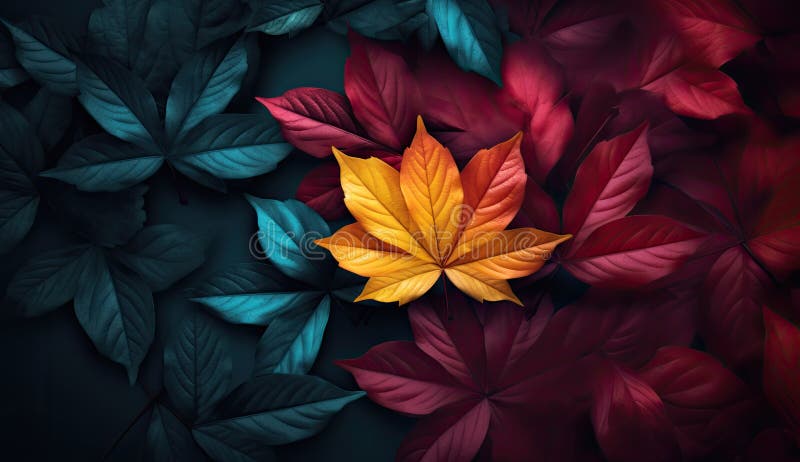 Various Autumn Leaves on a Black Background Stock Illustration ...