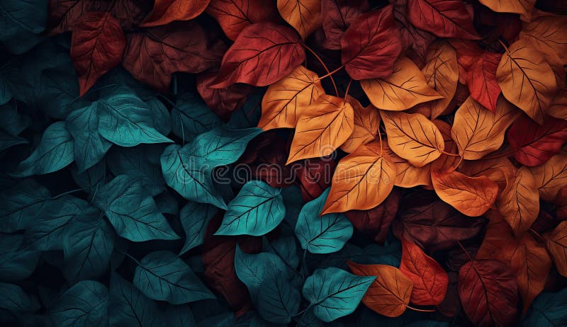 Various Autumn Leaves on a Black Background Stock Photo - Image of ...