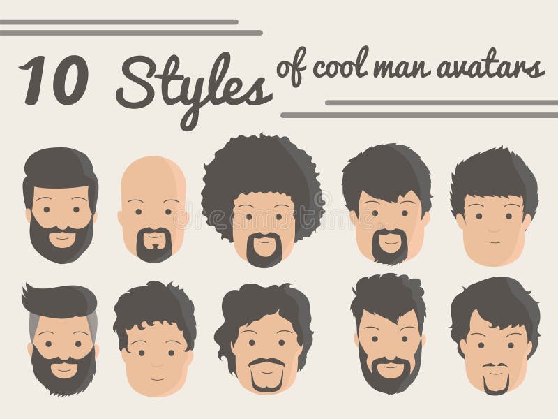Set of Cute Modern Man Avatars, Flat Design Characters Stock Vector ...