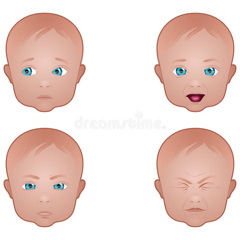 Various Baby Facial Expressions Stock Vector - Illustration of grimace ...