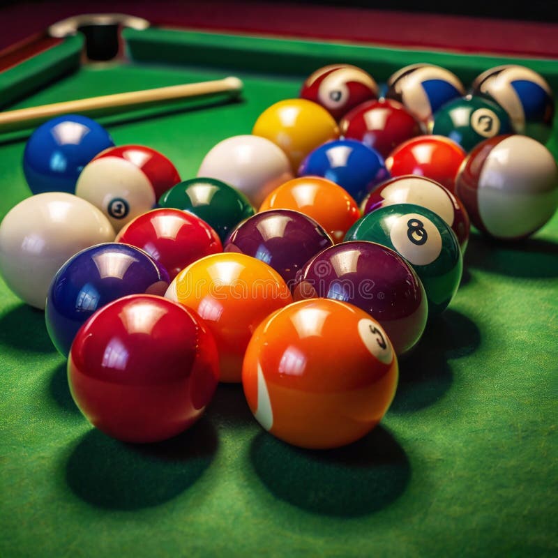 Balls from American Billiards in the Form of a Triangle on a Green ...