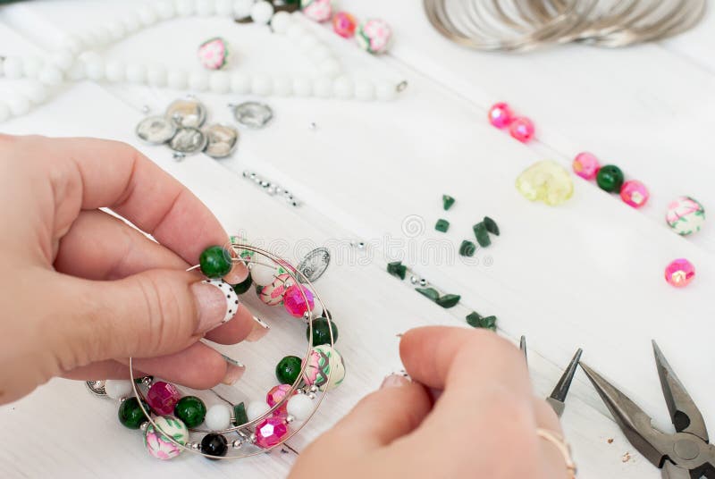 Various Beads and Tools for Making Jewelry Stock Image - Image of ...