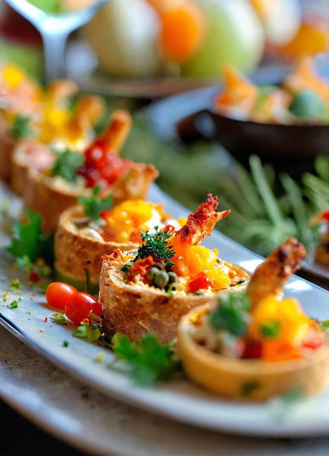 Beautiful Snacks with Salmon and Different Cheese at the Event Stock ...