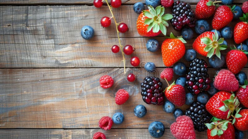 Various Berries, Natural Foods, Red, Seedless Fruit on Table AIG50 ...